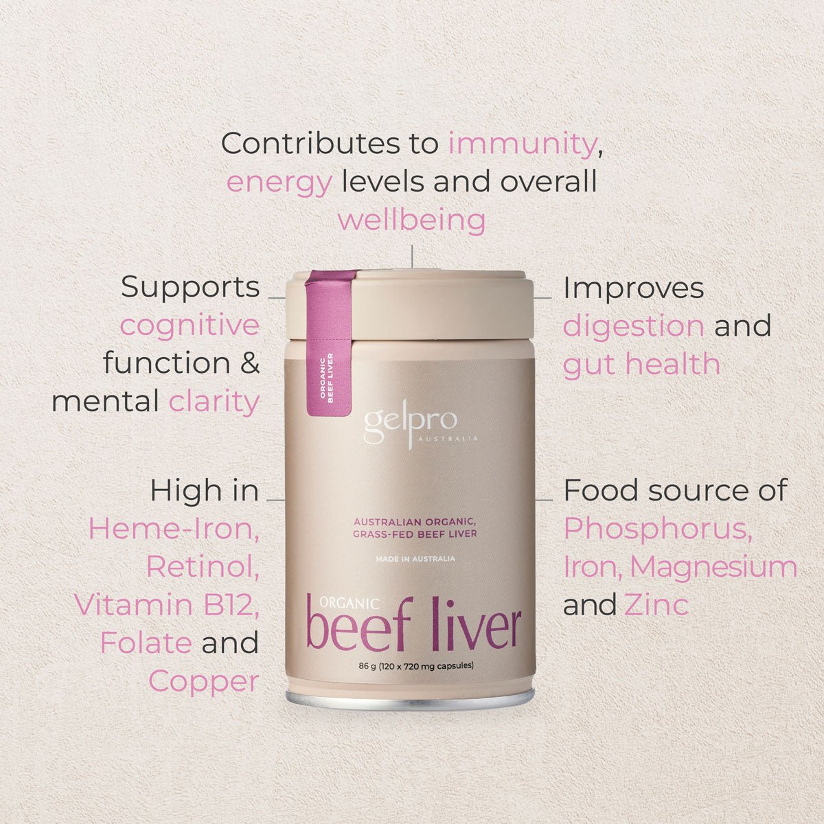 Organic Beef Liver Capsules | Grass-Fed Beef Liver Tablets | Gelpro